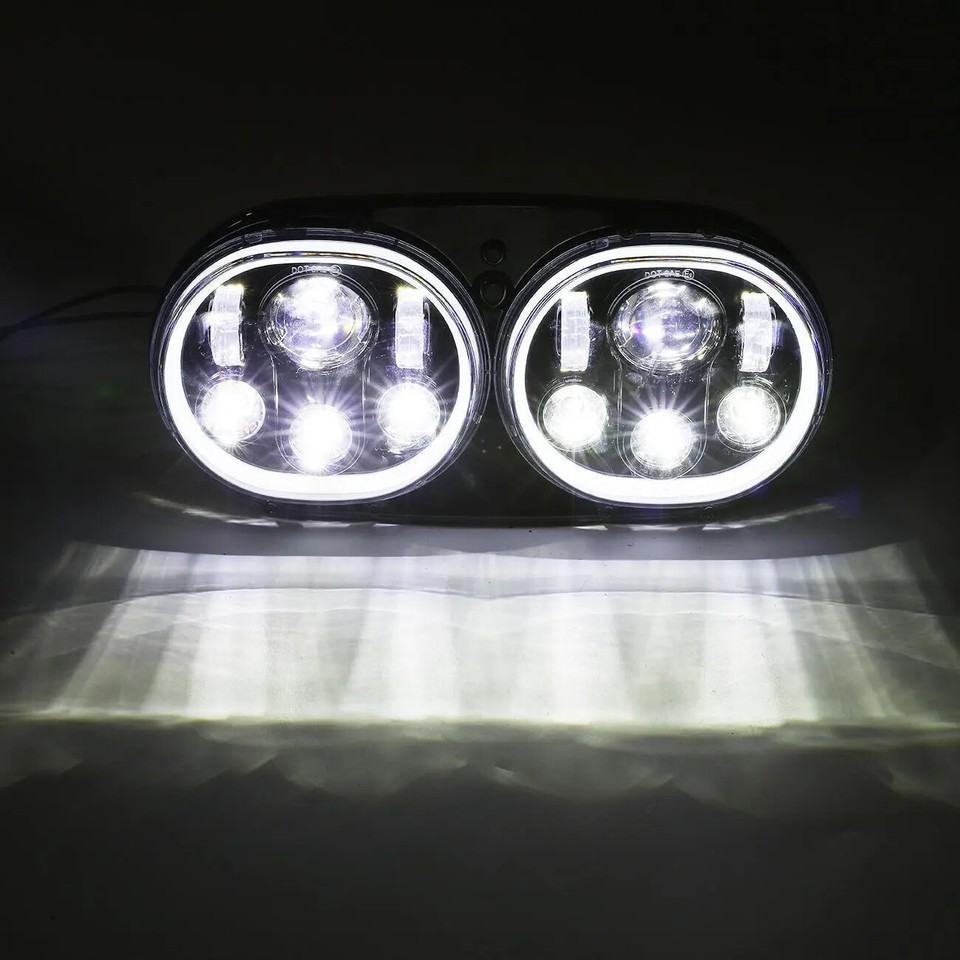 5.75" LED Dual Double Headlight Lamp Replacement For Road Glide 1998 ...