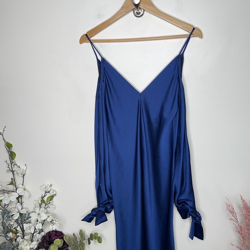 JUAN CARLOS OBANDO Satin Amalfi Gown Maxi Dress Blue {XX11} | eBay