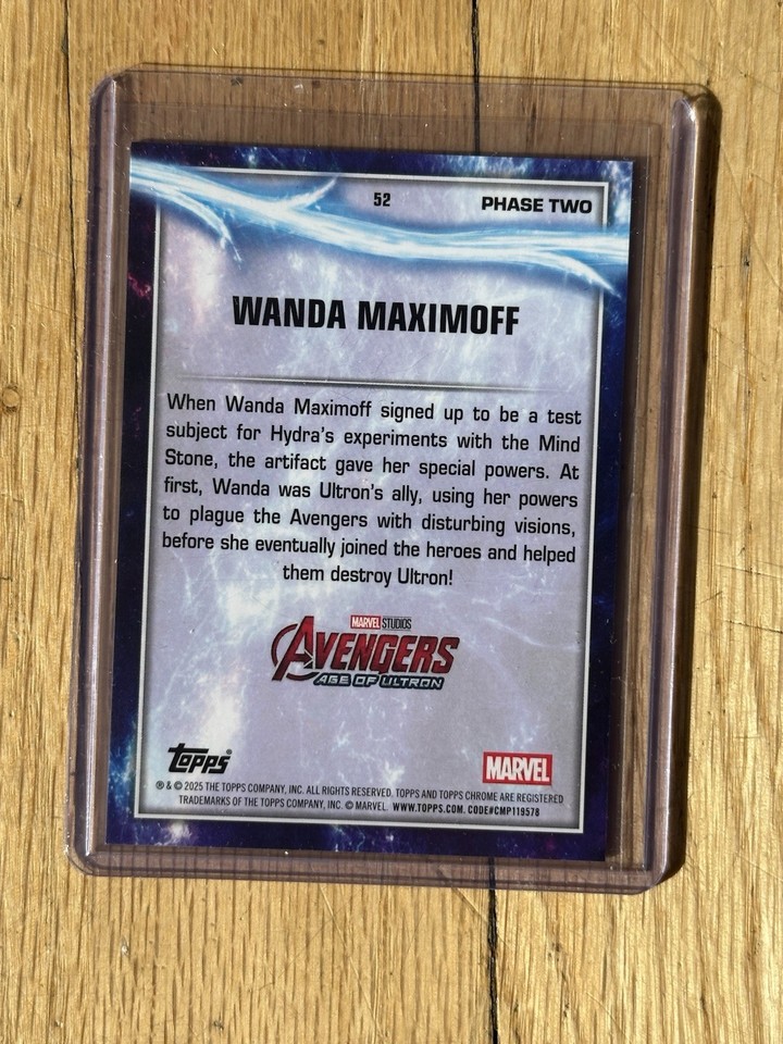 2025 Topps Chrome Marvel Studios Wanda Maximoff Red Sapphire Parallel ...