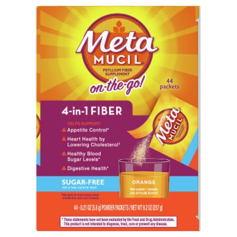 Metamucil Psyllium Fiber Supplement Powder Packets - Sugar Free ...
