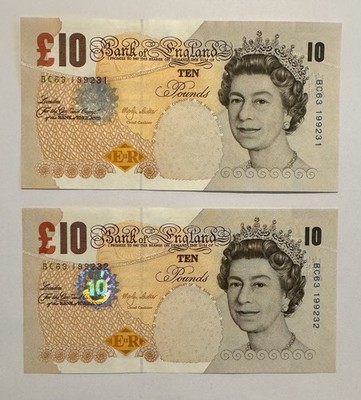 £10 B of E Charles Darwin Notes (Series E Variant) X 2 | eBay UK