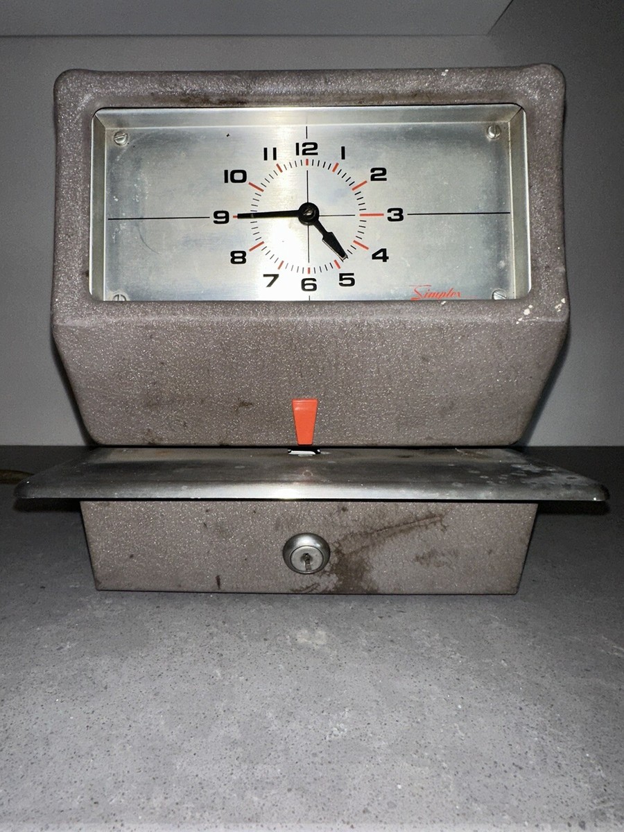 Vintage Simplex Time Clock Punch Card Recorder Electric Time Clock,