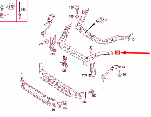 MERCEDES-BENZ SLK R171 FRONT MIDDLE STIFFENING A1716201172 05-10 NO ...