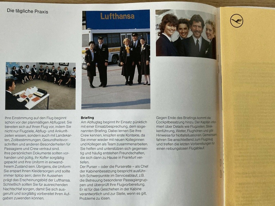 LUFTHANSA AIRLINES STEWARDESS CAREER BROCHURE 1989 B747 CABIN CREW | eBay