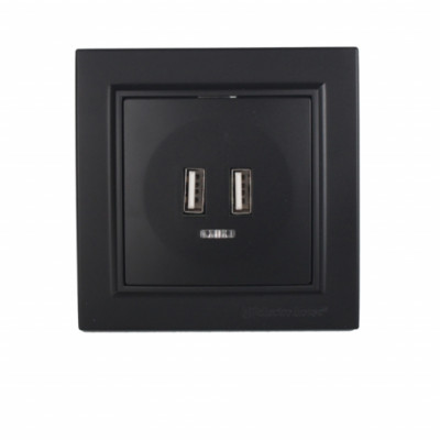 Wall USB Socket Outlet 2 ports 2A Bult - In for Home, Office Classic ...