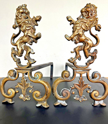 Fireplaces & Mantels - Lion Andirons