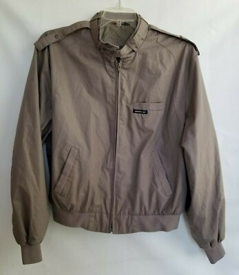 Members Only Vintage Racer Jacket Taupe Zip Stand Collar Pockets Size ...
