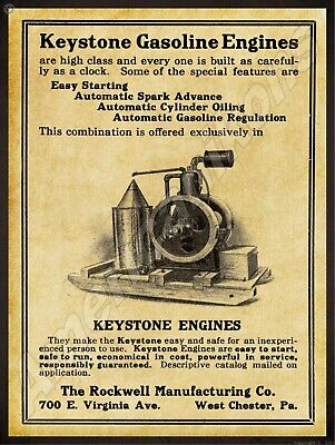 1912 Rockwell Keystone Gas Engines NEW Metal Sign 24"x30" USA STEEL XL ...