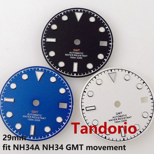 29mm Watch Dial Face Fit NH34A NH34 GMT Auto Movement Date Lume ...