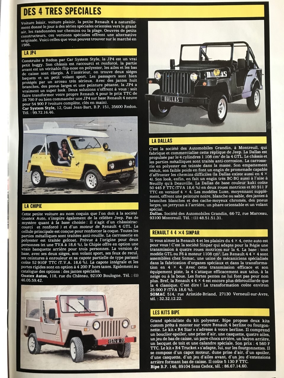 Nitro Magazine Spécial Renault 4. R4. N°61. Juin 1986. R4 Super Confort ...