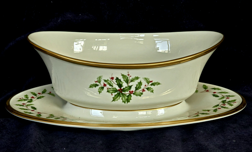 Vintage Lenox USA Porcelain Holiday Holly Pattern Gravy Boat for ...