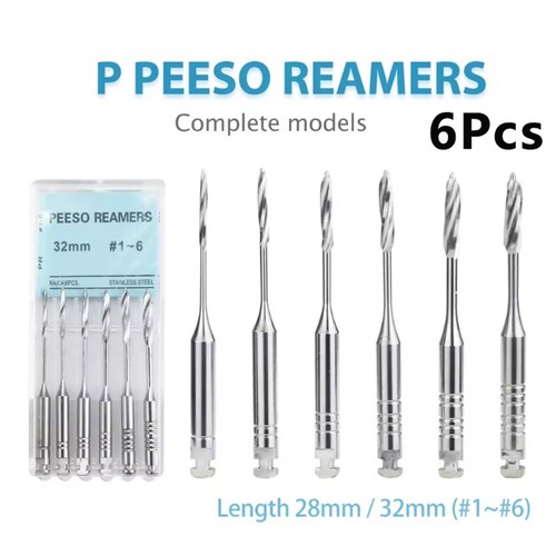 6pcs/box Dental Peeso Reamer 28/32mm Dental Fiber Drill Engine ...