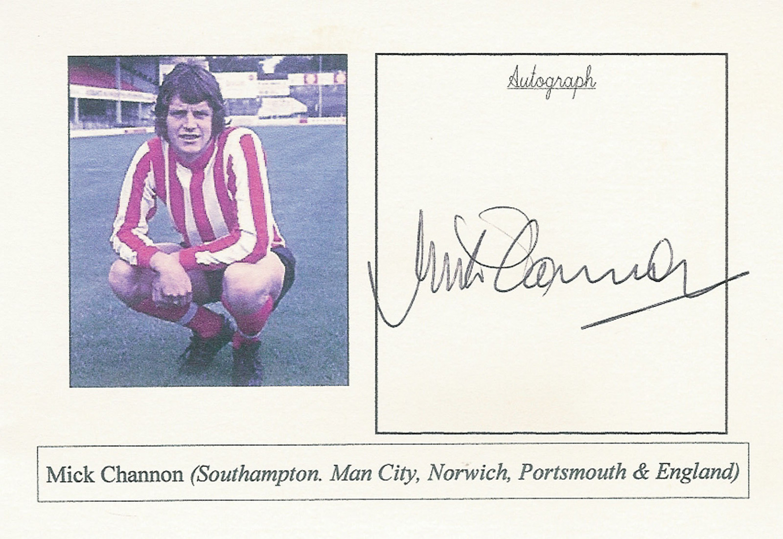 Mick Channon Southampton Man City Norwich Portsmouth & England SIGNED ...