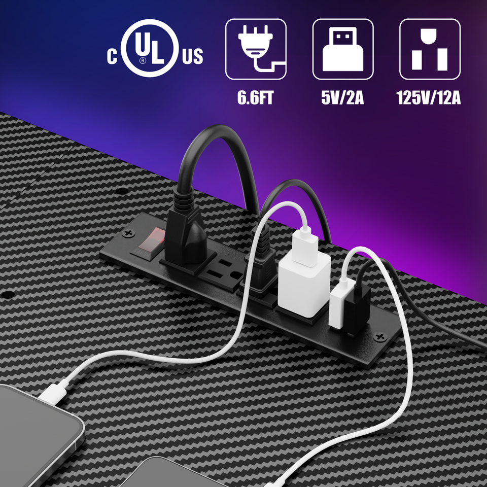 L Shaped Gaming Desk 95" Reversible Corner Computer Desk Power Outlet ...