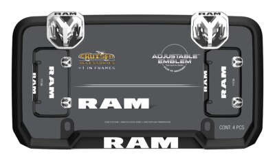 Black/Chrome Dodge Ram Metal License Plate Frame Car/Truck Steel Tag ...