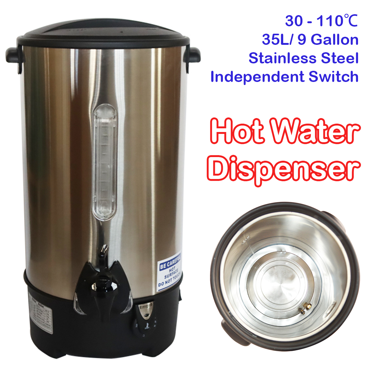 Commercial 35L Stainless Hot Water Dispenser Boiler 9 Gallon Water ...