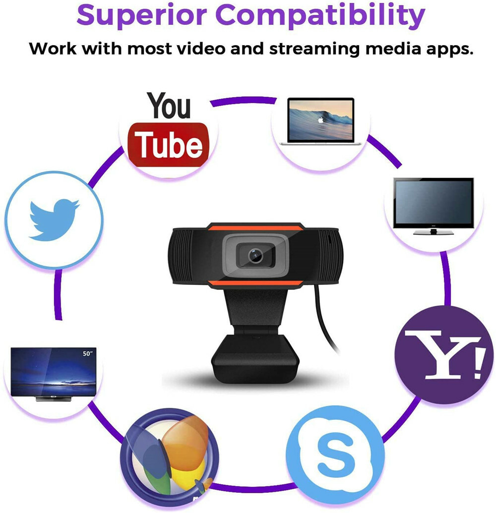 Webcam Auto Focusing Web Camera 1080P HD Cam Microphone For PC Laptop ...