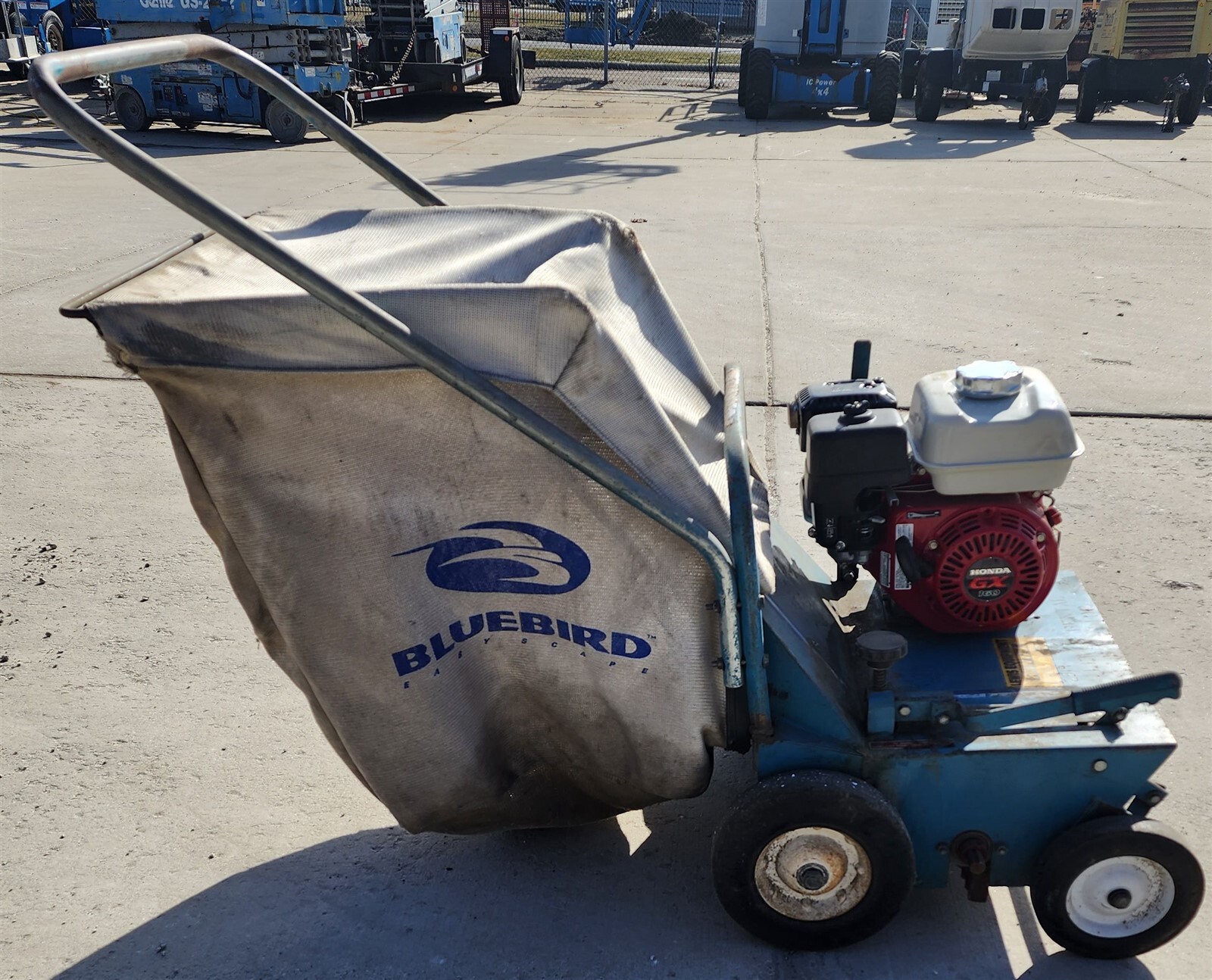 Blue Bird Power Rake Dethatcher With Bag and New Honda Engine | eBay