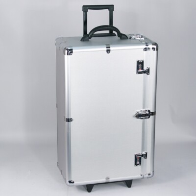 Sales Reps Large Aluminium Wheeled Storage Case with 24 Black Trays ...