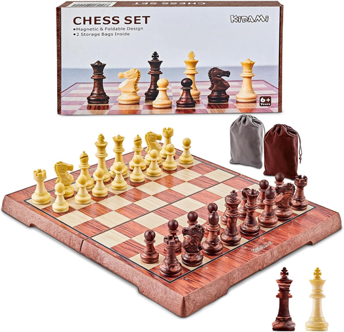 Magnetic Travel Chess Set 12 Inches Folding Chess Board with 2 Portable ...