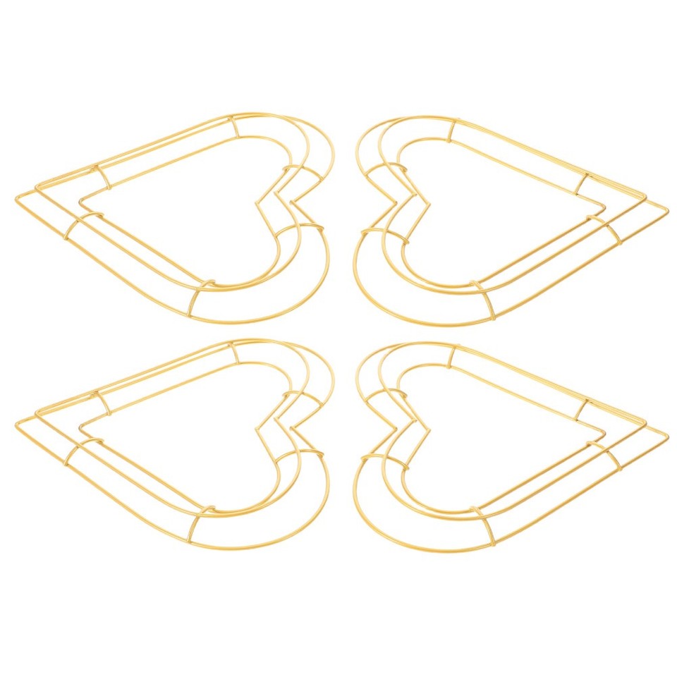 4pcs Heart Shaped Wire Wreath Frame - 20cm/8in Metal Floral Hoop Frame ...