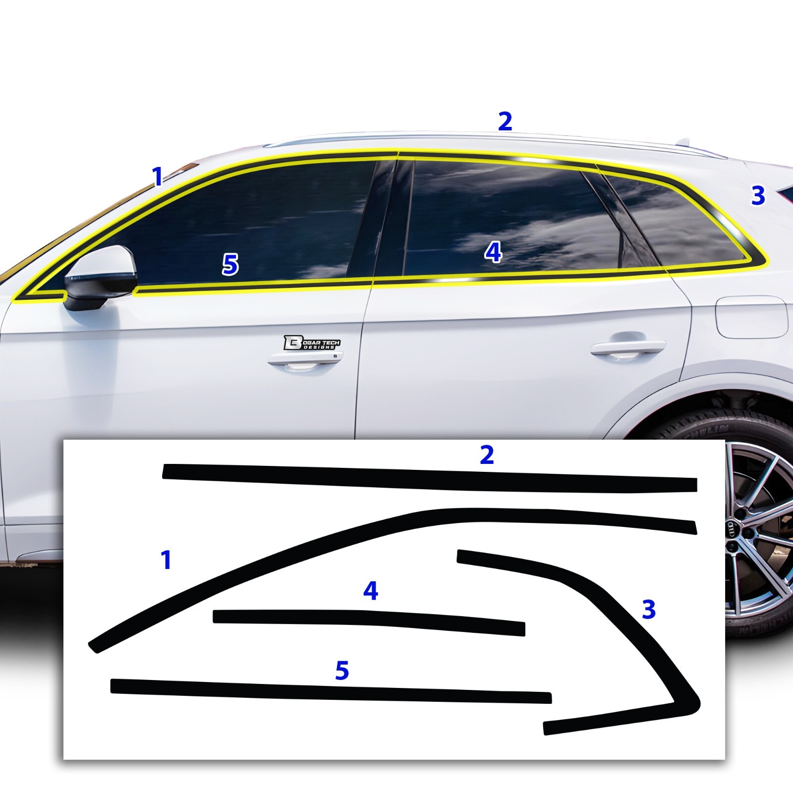Fits Audi Q5 2019-2023 Side Window Chrome Delete Decal Blackout Vinyl ...