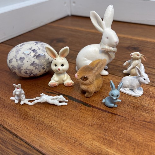 Miniature Easter Bunny Rabbit Figures Lot 8 Ceramic Plastic Vintage | eBay
