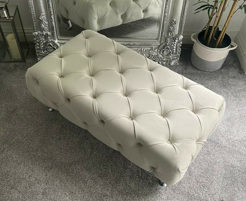 The Pearl Fully Upholstered Chesterfield Footstool Coffee Table Bench ...