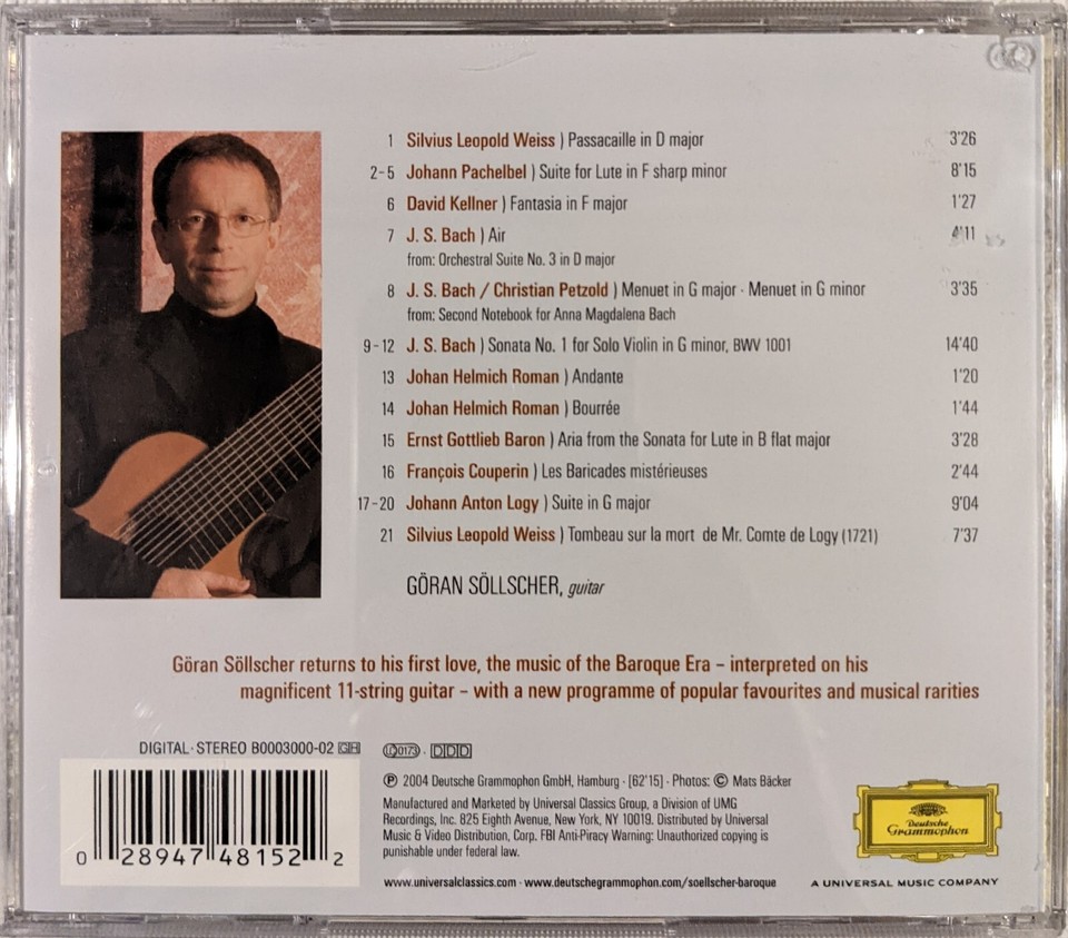 Eleven-String Baroque / Goran Sollscher (CD, 2004, Deutsche Grammophon ...