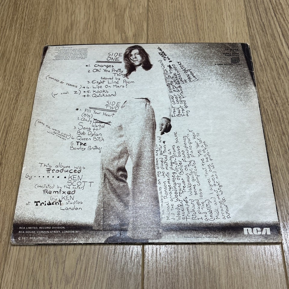Very Rare David Bowie Hunky Dory 12 Inch Vinyl Record SF 8244 | eBay UK