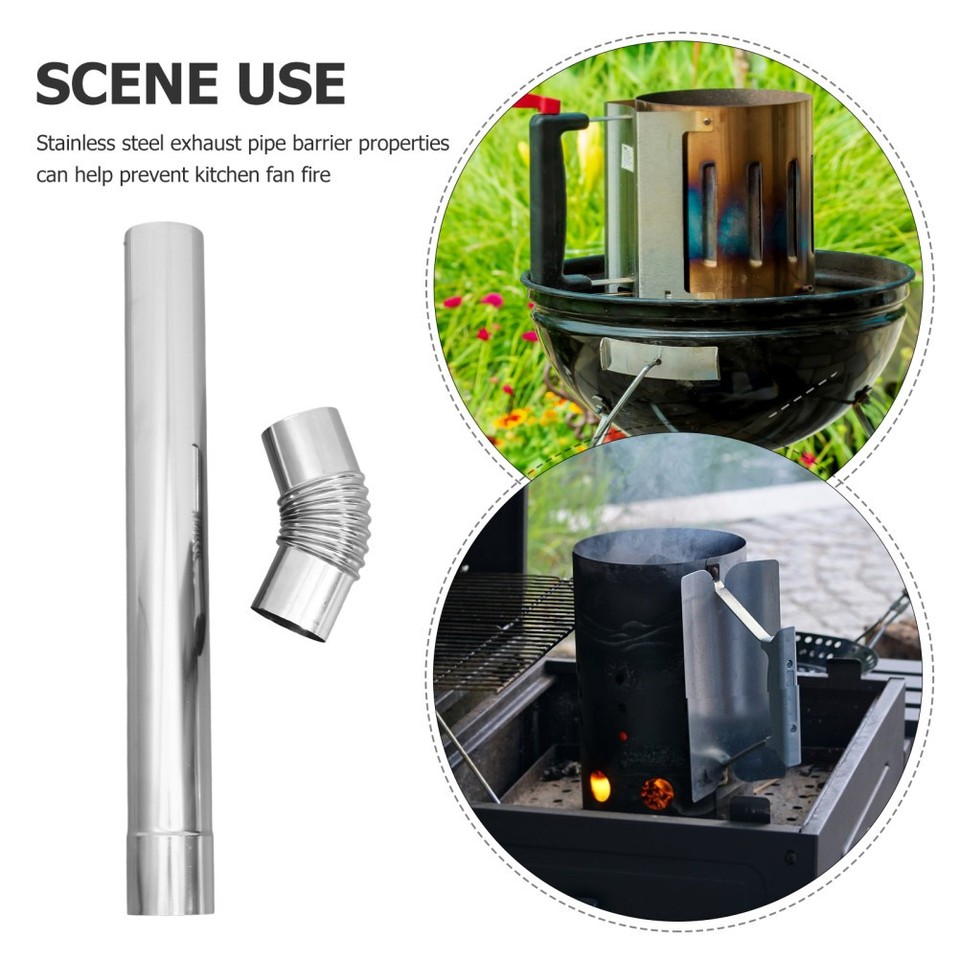 2pcs Stainless Steel 45 Degree Elbow And 60mm Straight Pipe Chimney ...