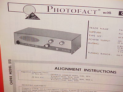 1964 CADRE CB RADIO SERVICE SHOP MANUAL MODEL 515 | eBay