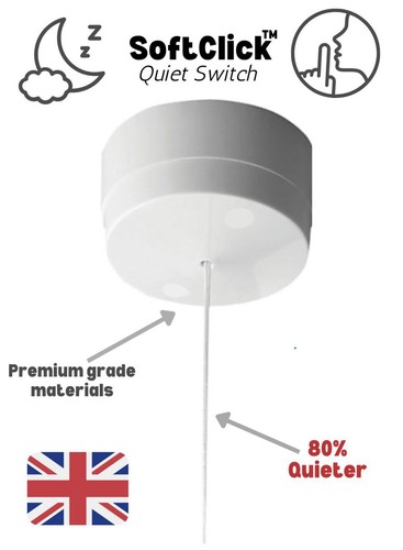 QUIET SOFT CLICK™ Pull Cord Switch- Toilet Bathroom Ceiling Light 80% ...