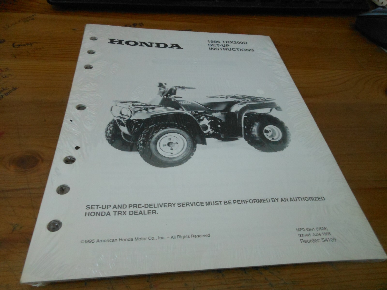 NEW Honda OEM 1996 TRX200D Set-Up Instructions Manual S4109 | eBay
