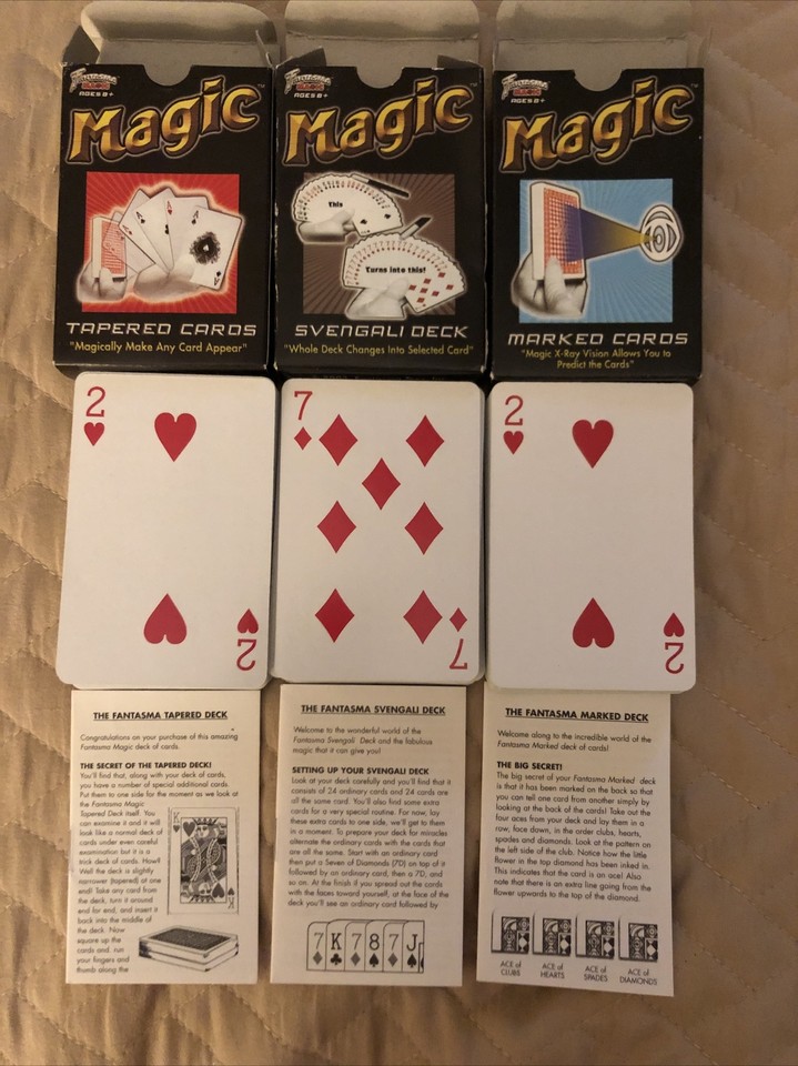 Lot Of 3 Sets Magic Playing Cards Tricks: Tapered Svengali & Marked ...