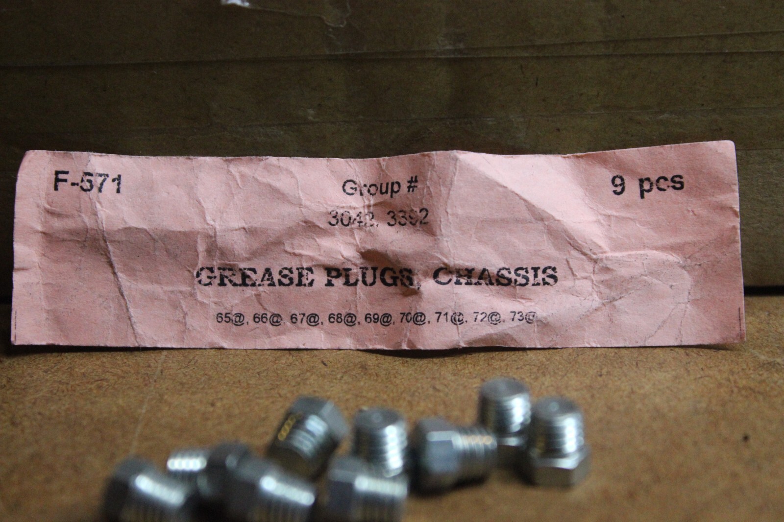 65-73 Grease Plugs-Chassis(9) Hardware Only 1965-1973 AMK Products: F ...