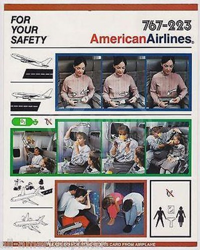 American Airlines 767-223 Vintage Graphic Advertising Flight Safety ...