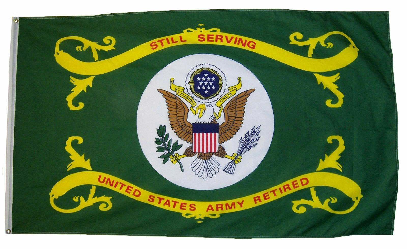 US Army Retired Flag 3x5 ft Green Veteran Vet "Still Serving" United ...