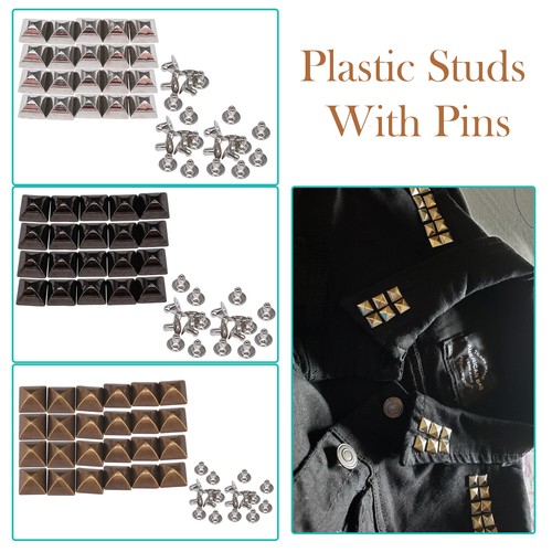 100Pcs Pyramid Square Studs with Pins for Leather Craft Coats ...