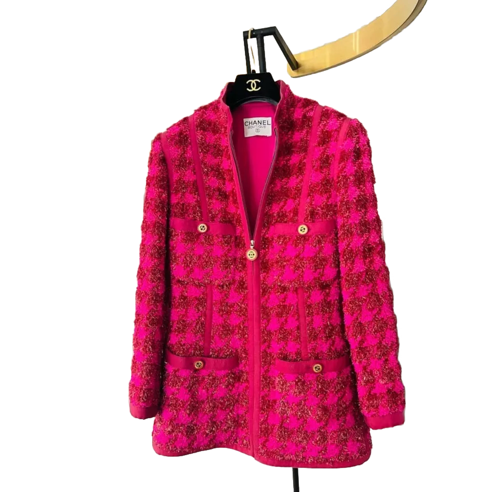 RARE CHANEL ARCHIVE Glitter Tweed Boucle 1991 Pink Ho… - Gem