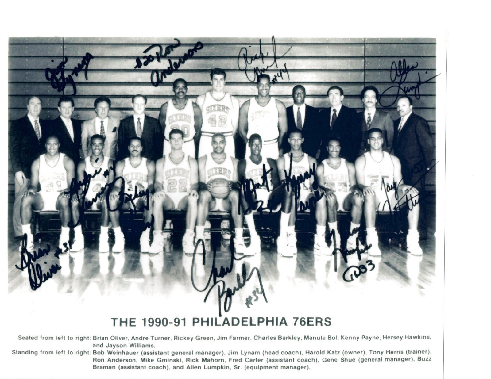 1990 1991 PHILADELPHIA 76ERS 8X10 TEAM PHOTO BASKETBALL BARKLEY HAWKINS ...