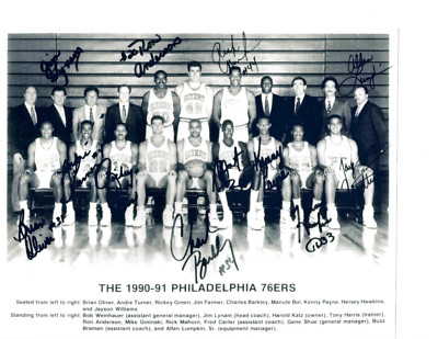 1990 1991 PHILADELPHIA 76ERS 8X10 TEAM PHOTO BASKETBALL BARKLEY HAWKINS ...