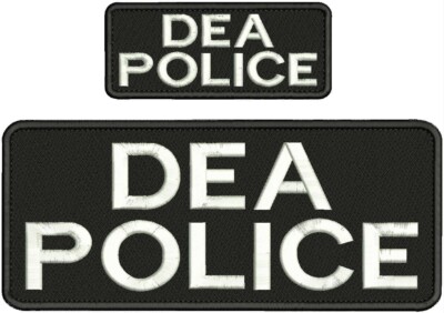 DEA POLICE embroidery Patches 4x10 AND 2X5 hook ON BACK WHITE Letters ...