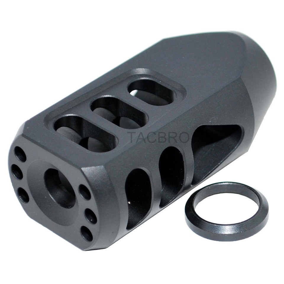 Black Aircraft Grade Aluminum Tanker Muzzle Brake 1/2x28", 5/8x24", 1 ...