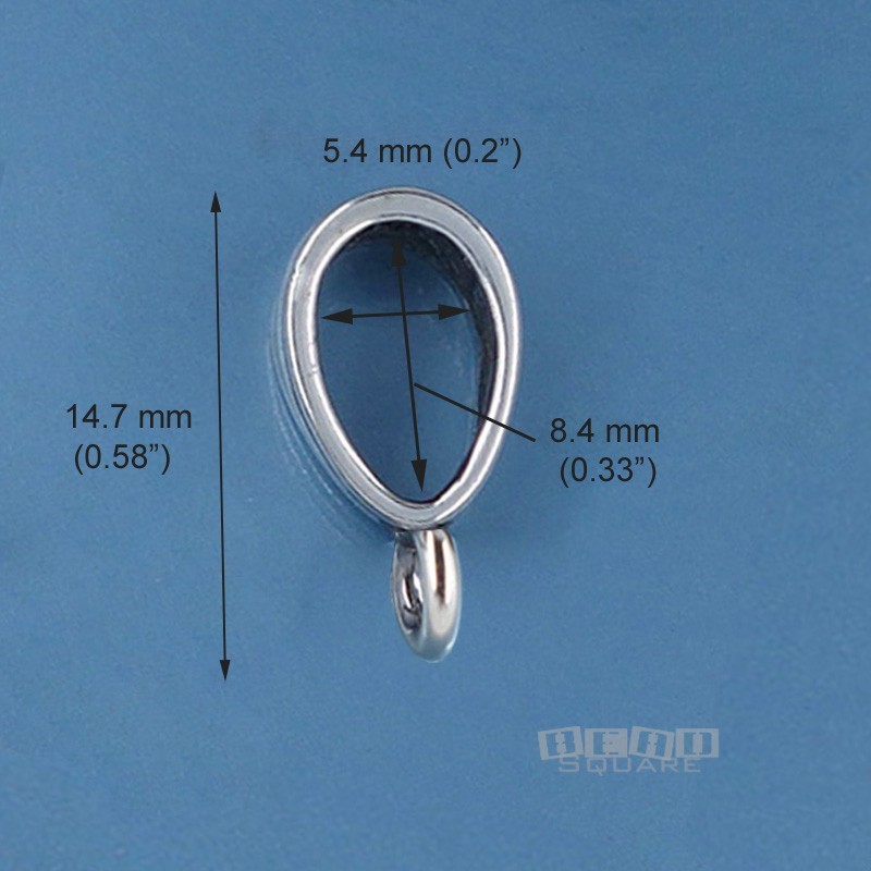 Oxidized Solid Sterling Silver V Pendant Bail Connector w/Open Loop ...