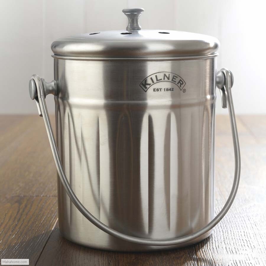 Kilner Stainless Steel Kitchen Compost Bin Kitchen Waste Storage 2.0L ...