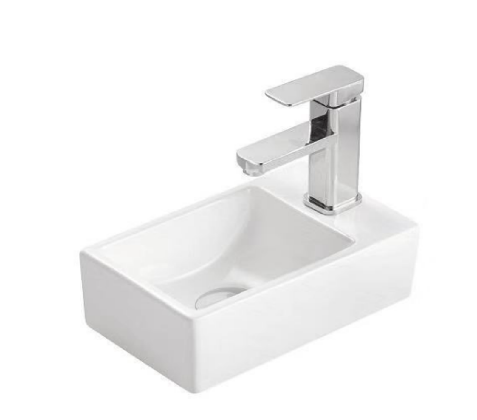 Housler Cloakroom Wash Basin Ceramic Wall Hung Right Tap Hole 310mm ...