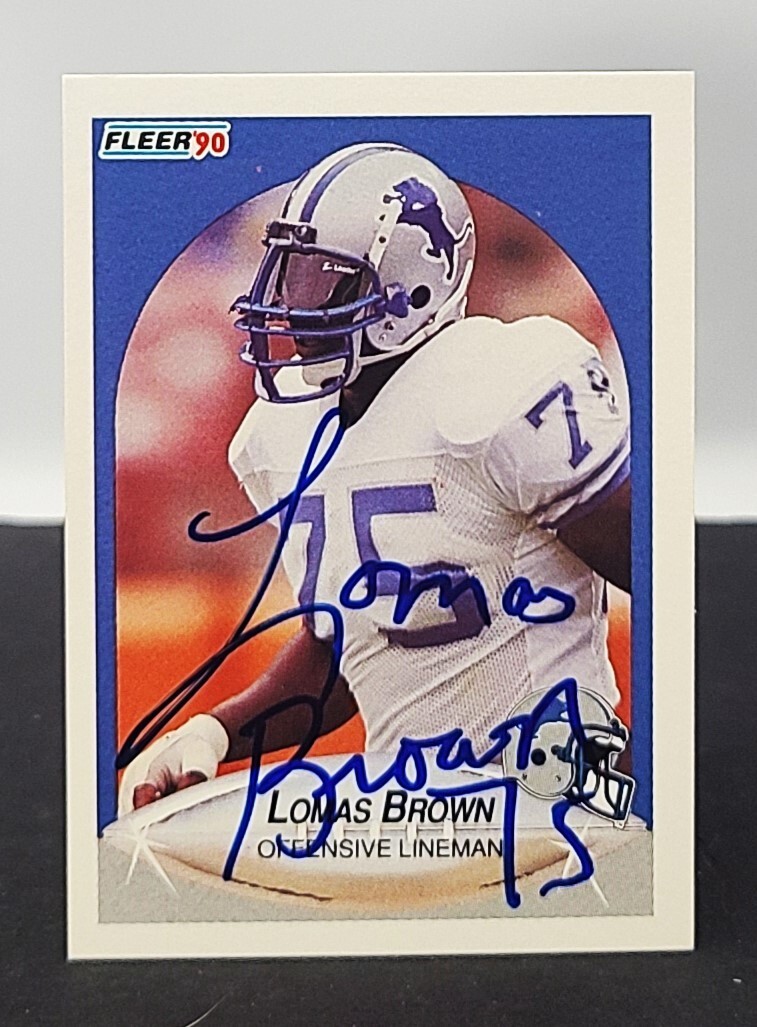 LOMAS BROWN Signed Autographed 1990 Fleer Football Card #278 Detroit ...