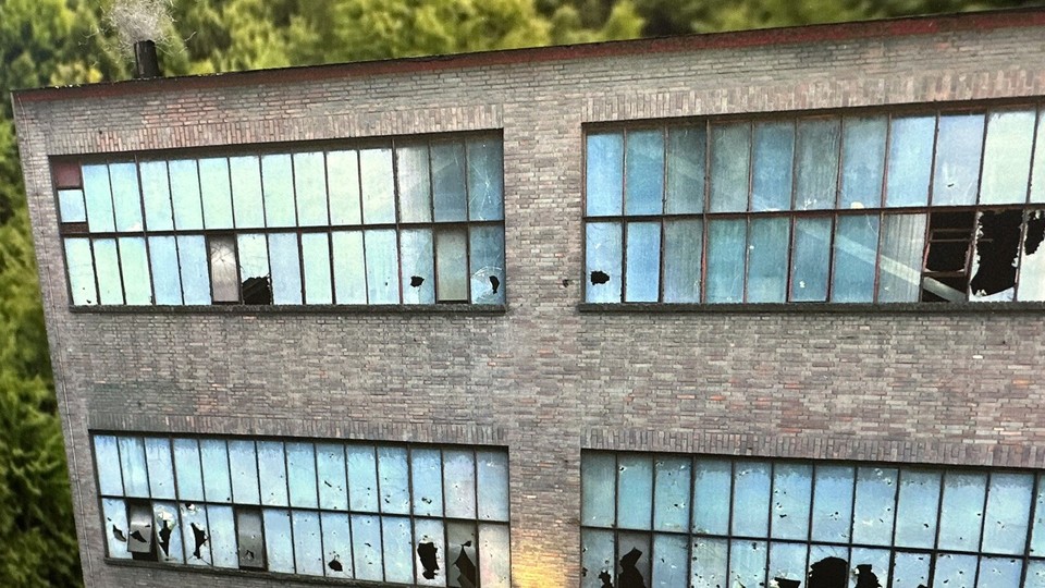 HO Scale Industrial #2 Building Flat Factory 3D w/ LED~ Background 1:87 ...