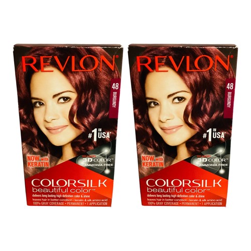 Revlon Burgundy Hair Color #48 with Keratin Beautiful Hair Dye Lot of 2 ...